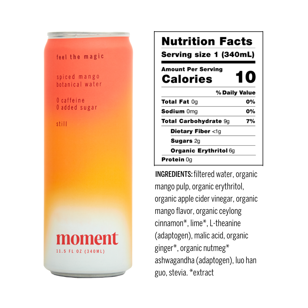 Moment Spiced Mango Botanical Water: Non-Carbonated - 12oz can ...
